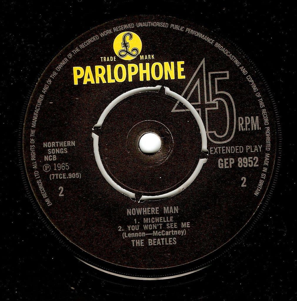 THE BEATLES Nowhere Man EP Vinyl Record 7 Inch Parlophone